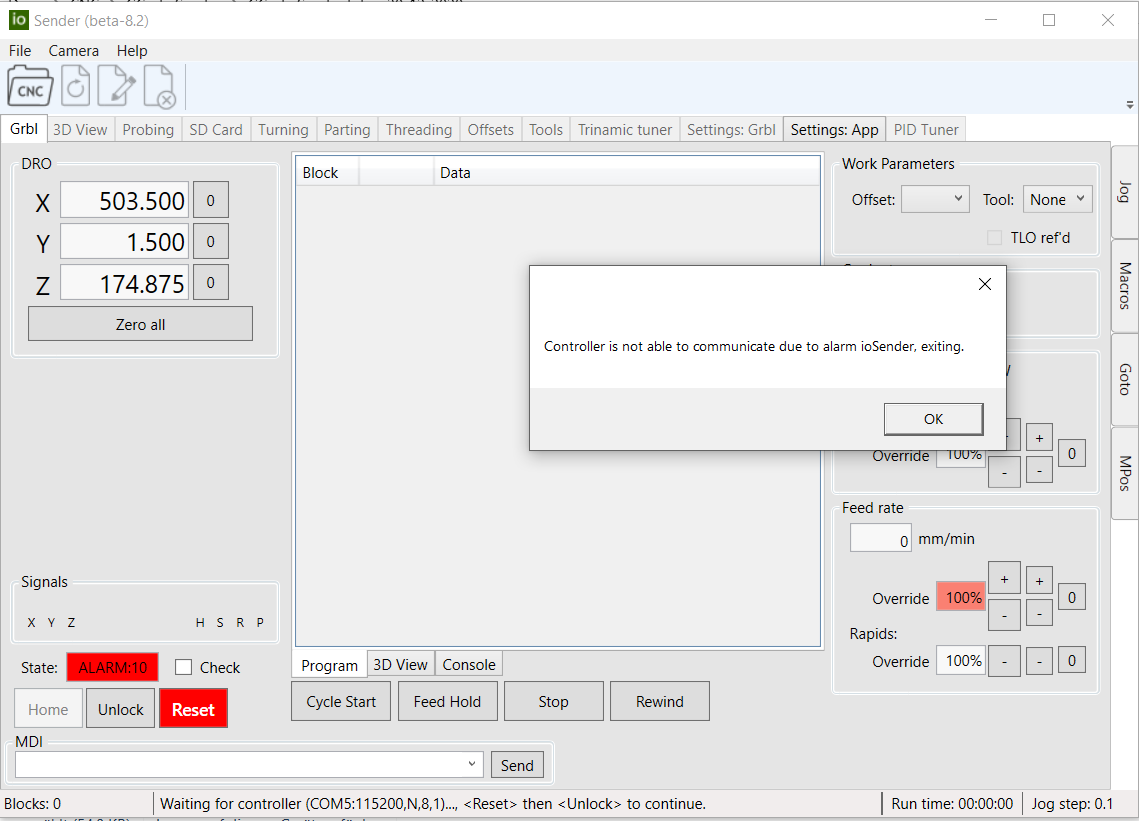 Sender beta 8 启动问题/崩溃 #78 | GRBL官方网站